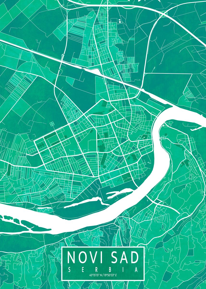 'Novi Sad Map Watercolor' Poster, picture, metal print, paint by deMAP ...