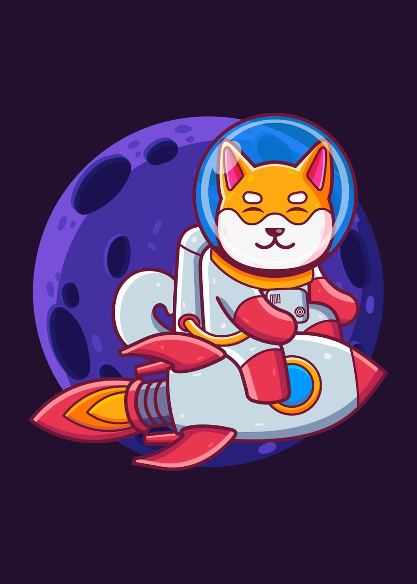 'Shiba Inu Rocket Ship' Poster, picture, metal print, paint by Rahadyan ...