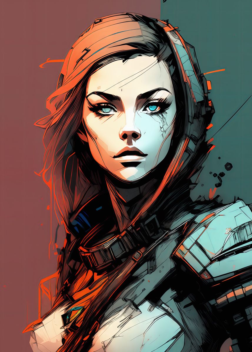 'Cybertech army girl ' Poster, picture, metal print, paint by Rizky ...