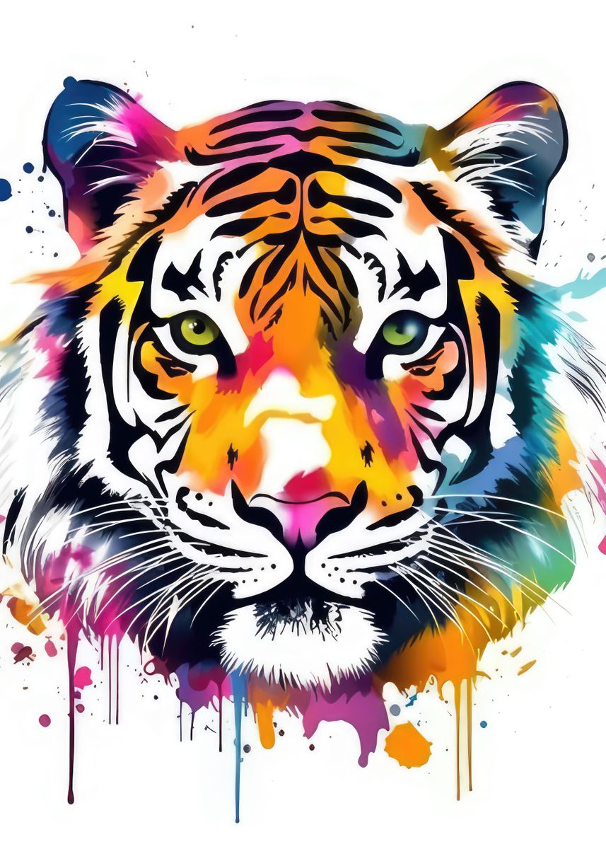 'Colorful Tiger' Poster, picture, metal print, paint by Wolf Design ...