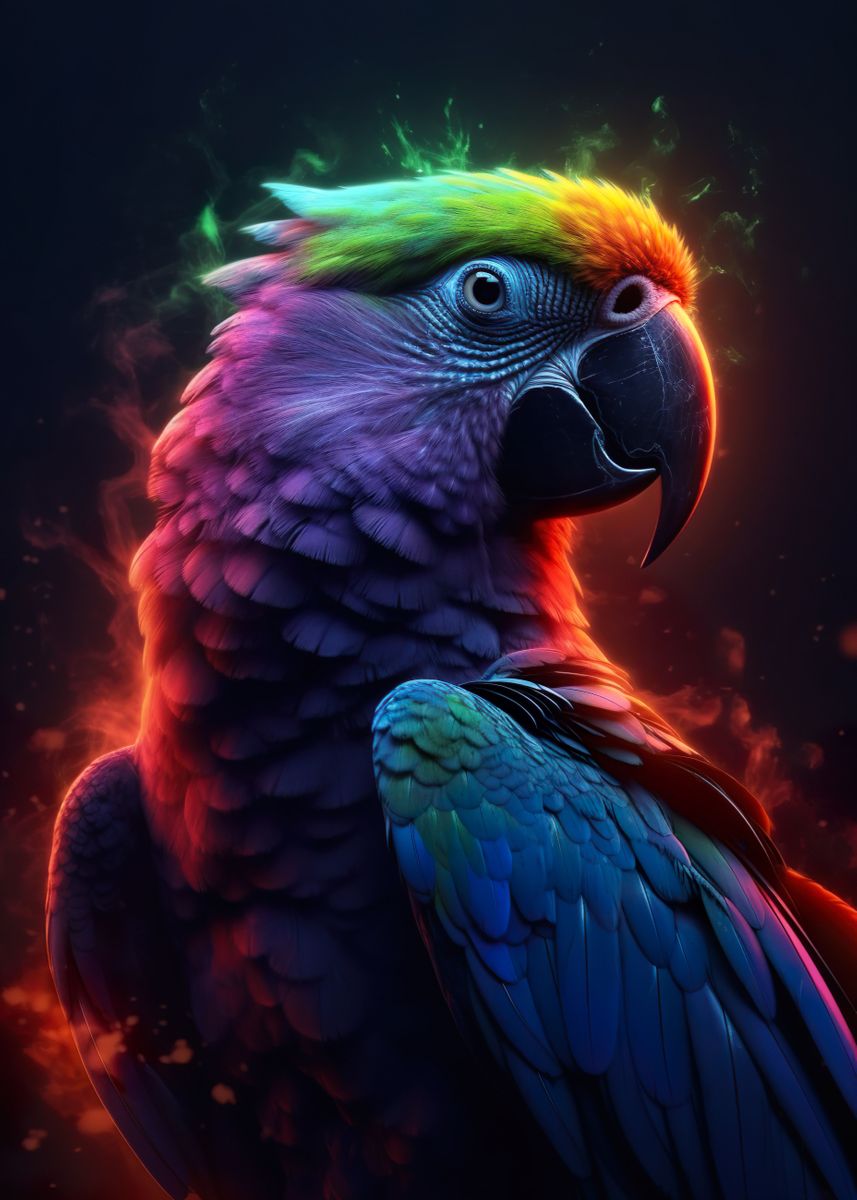 'Parrot Bright Neon' Poster by AyrioArt | Displate