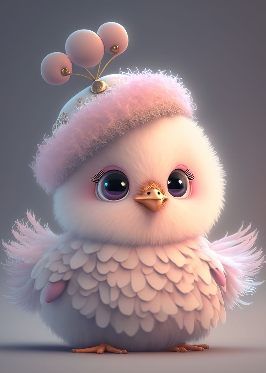 'cute bird baby ' Poster, picture, metal print, paint by MAD SPACE ...