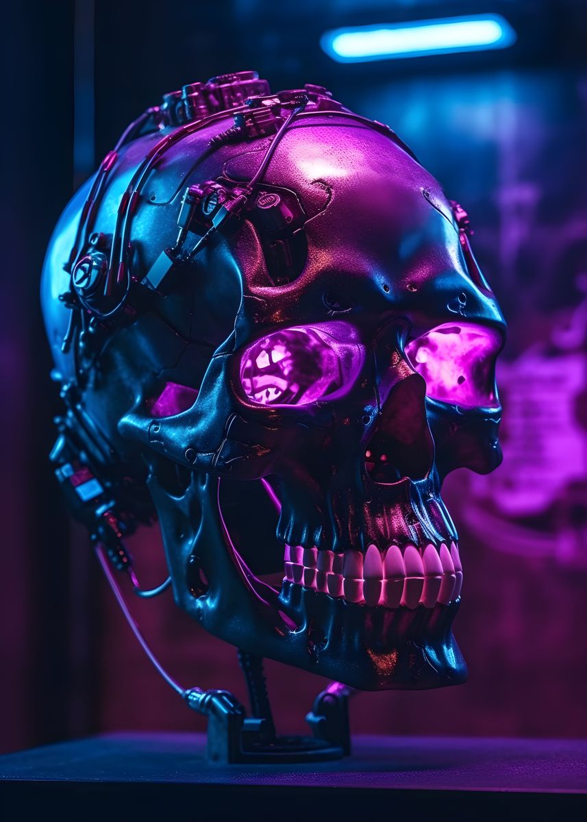 'AI Skull ' Poster, picture, metal print, paint by Unique art by moerv ...