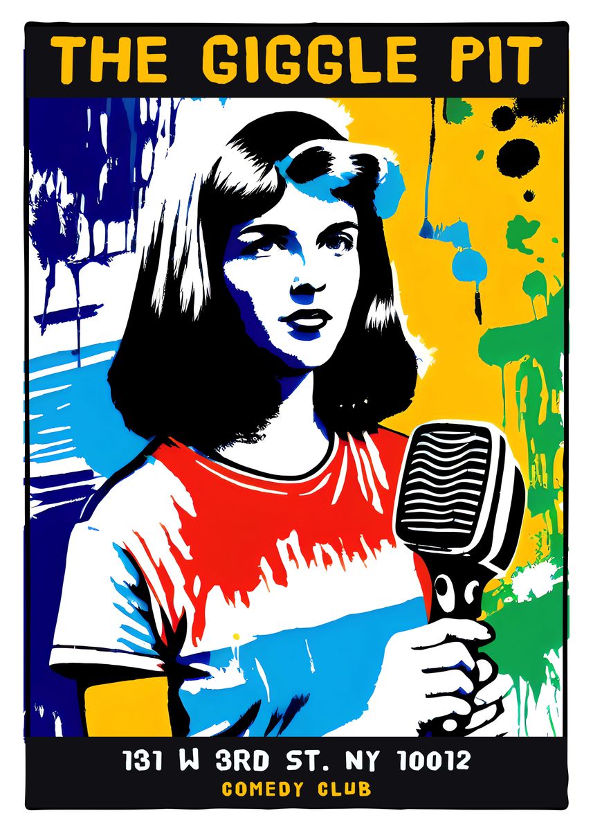 'Retro NYC Comedy Club' Poster, picture, metal print, paint by BluePinkPanther | Displate