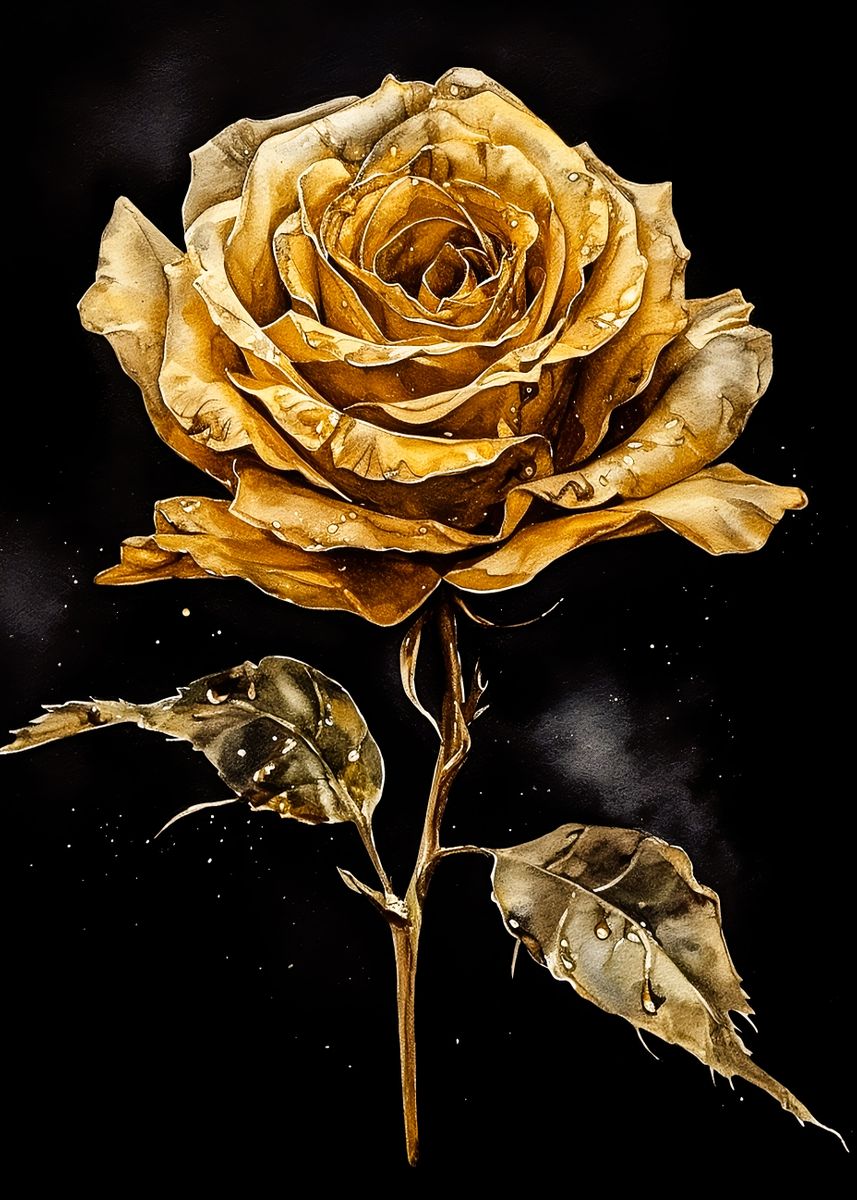 'Opulent Golden Rose' Poster, picture, metal print, paint by Salvatore ...