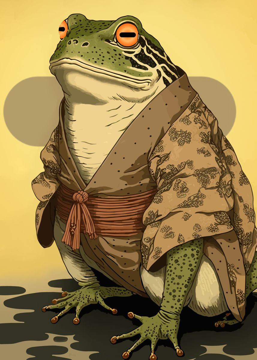 'japanese frog' Poster, picture, metal print, paint by the Moooh | Displate