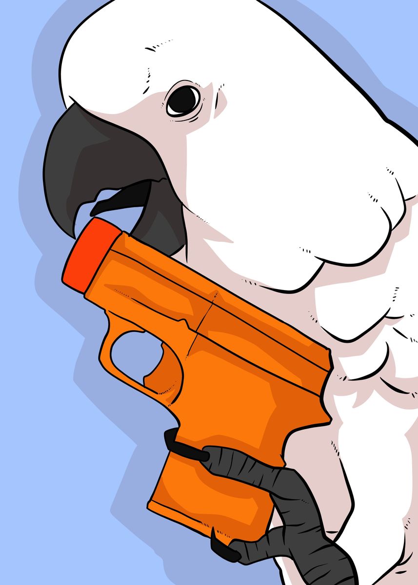 'bird with gun' Poster, picture, metal print, paint by hafis ardiansyah ...