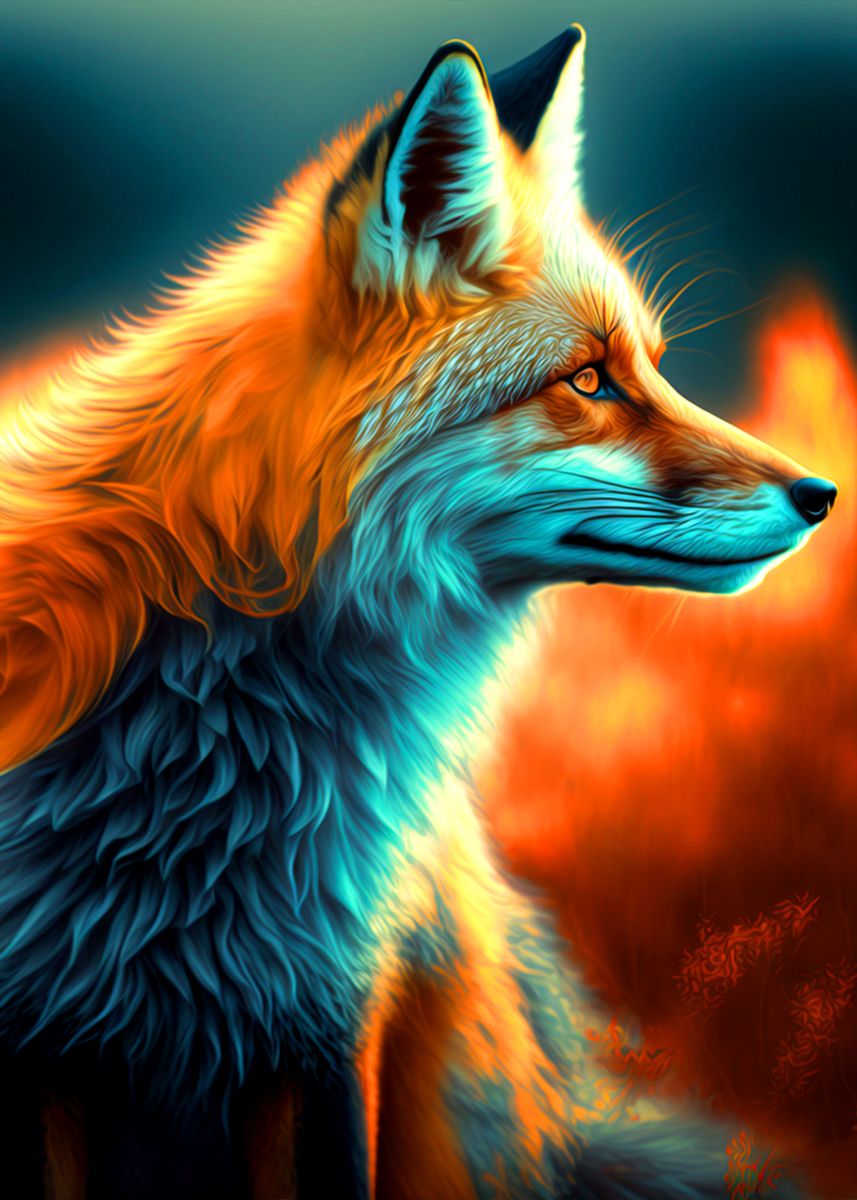 'Fox' Poster, picture, metal print, paint by Tiker Arts | Displate