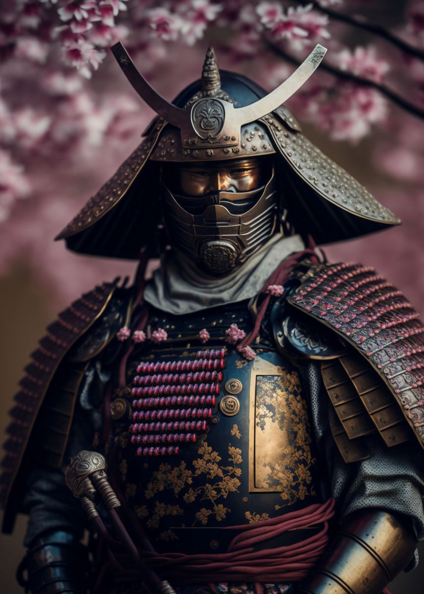 'Japanese Samurai Sakura' Poster, picture, metal print, paint by ...