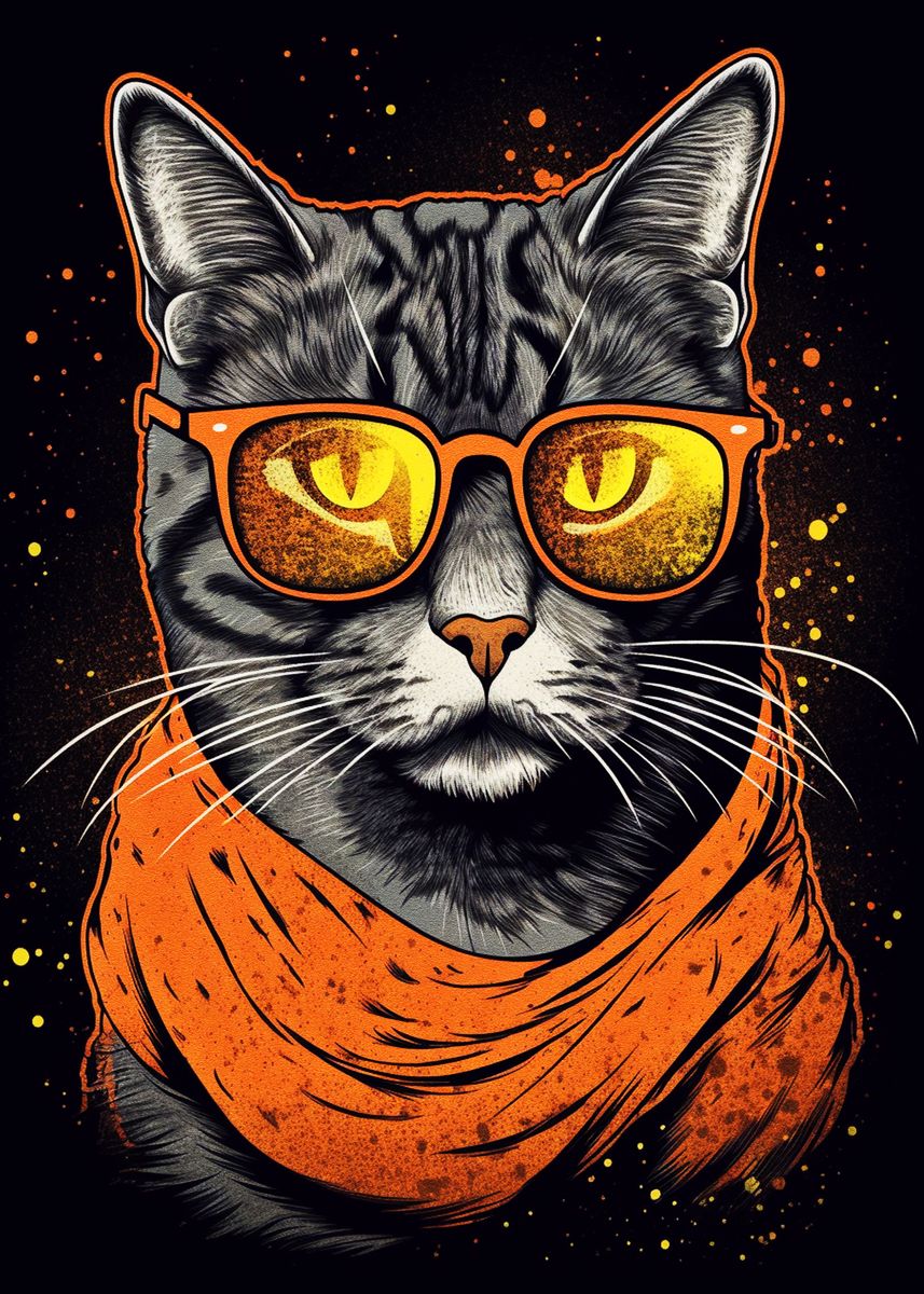 'Fashion Cat Style' Poster, picture, metal print, paint by Fachrul ...
