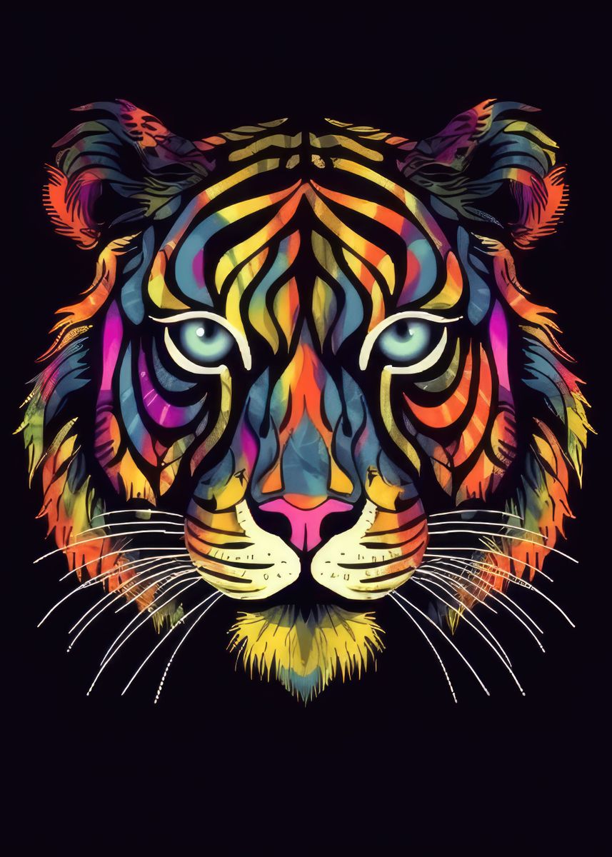 'Colorful Tiger' Poster by Wolf Design Studios | Displate