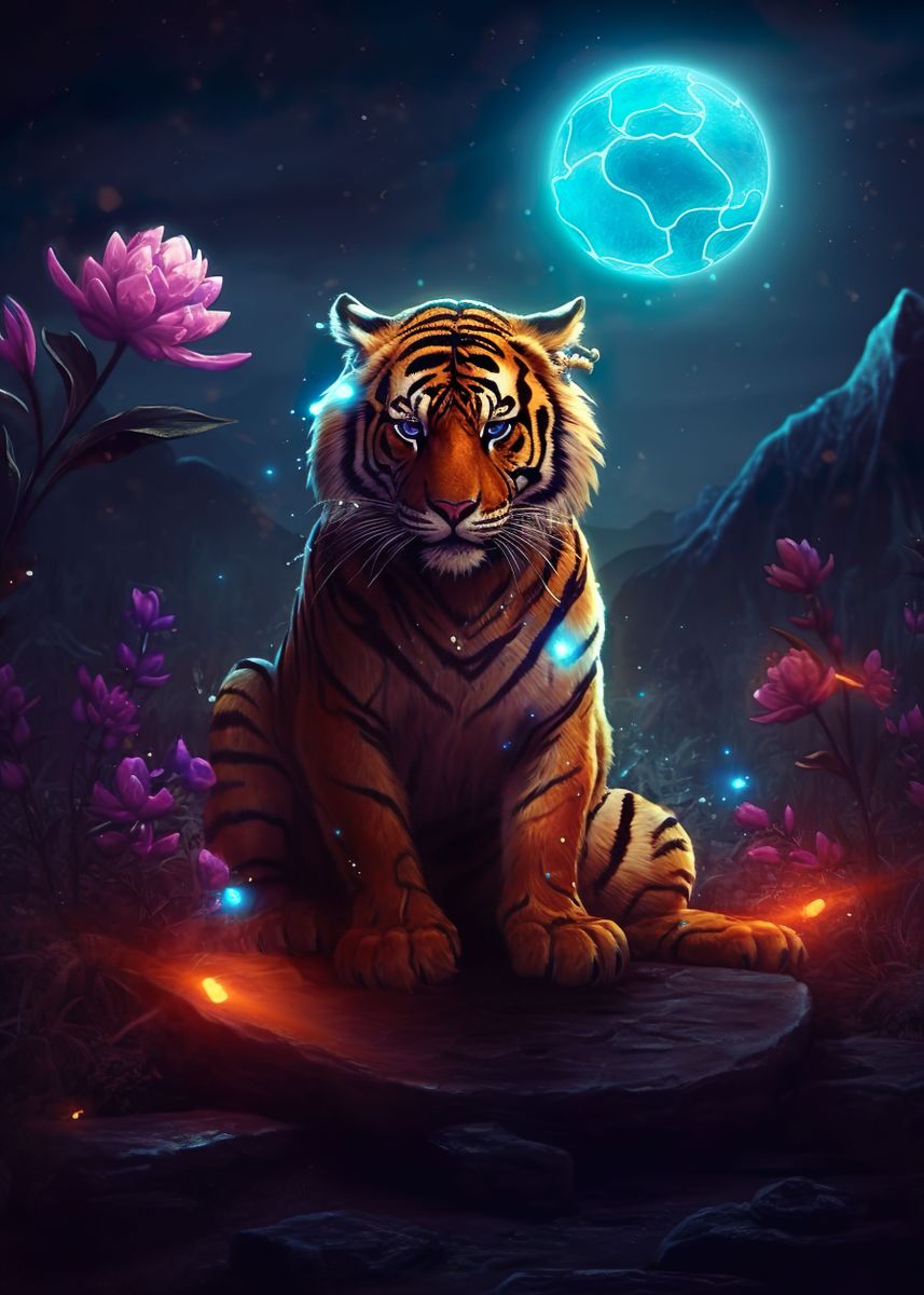 'Mystical tiger on mars' Poster by PrintYourDigitals | Displate