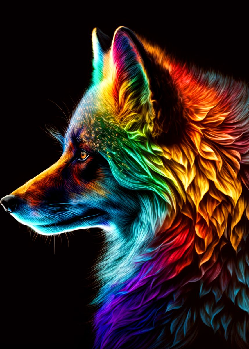 'Fox' Poster, picture, metal print, paint by Tiker Arts | Displate