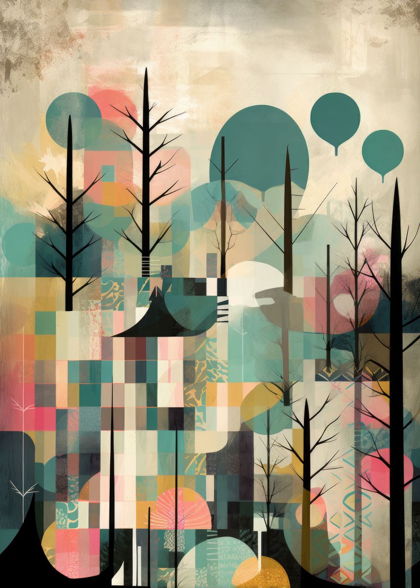 'Geometric Skyscape' Poster, picture, metal print, paint by Michael ...