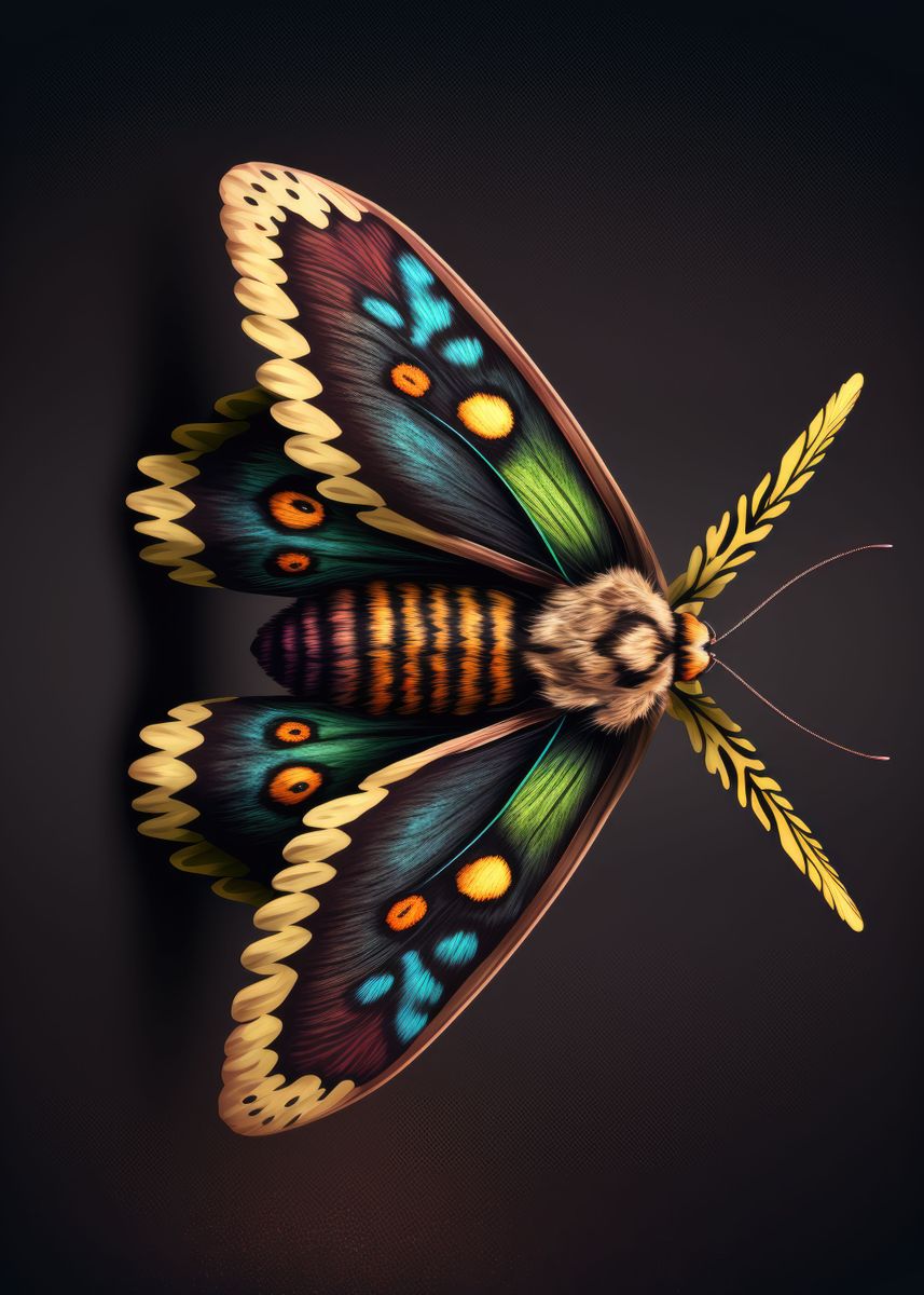 'Colorful Moth' Poster by Wolf Design Studios | Displate