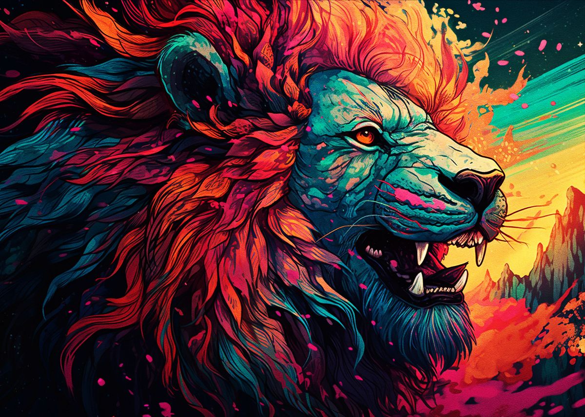 'Abstract Animals Lion' Poster by 4147 Studios | Displate