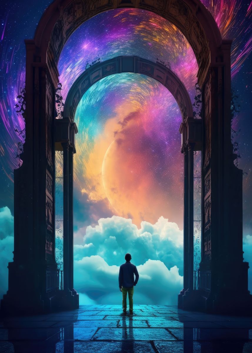 'Timeless Galaxy Ascent' Poster, picture, metal print, paint by Ambient Impressions | Displate