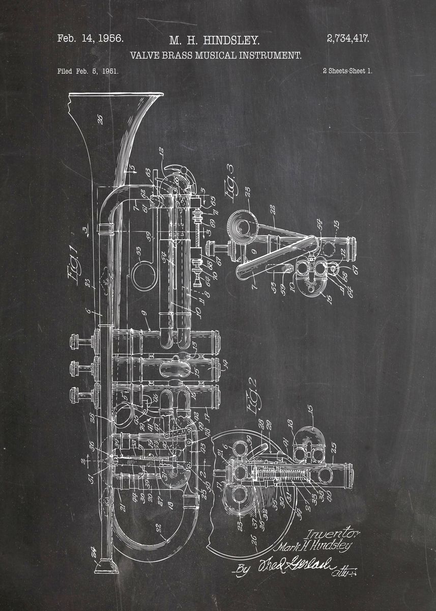 'Valve Brass patent 1956' Poster by Designersen | Displate