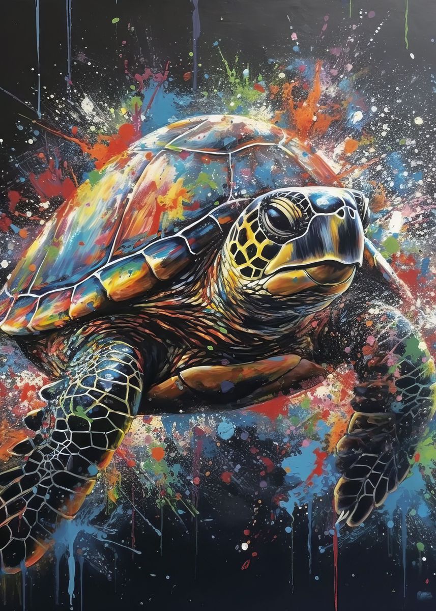 'Turtle painting' Poster, picture, metal print, paint by Arnas Čemerka ...