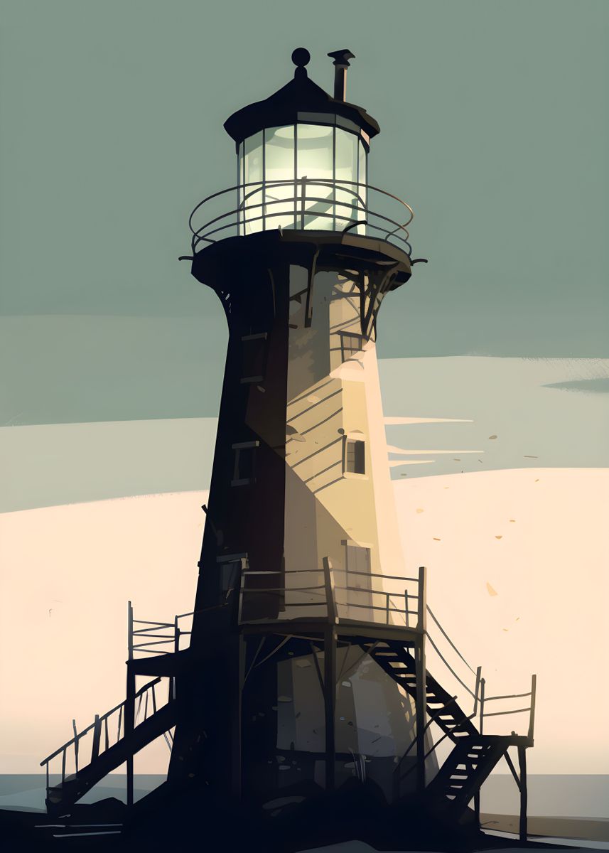 'Seaside Watchtower' Poster, picture, metal print, paint by Mark ...