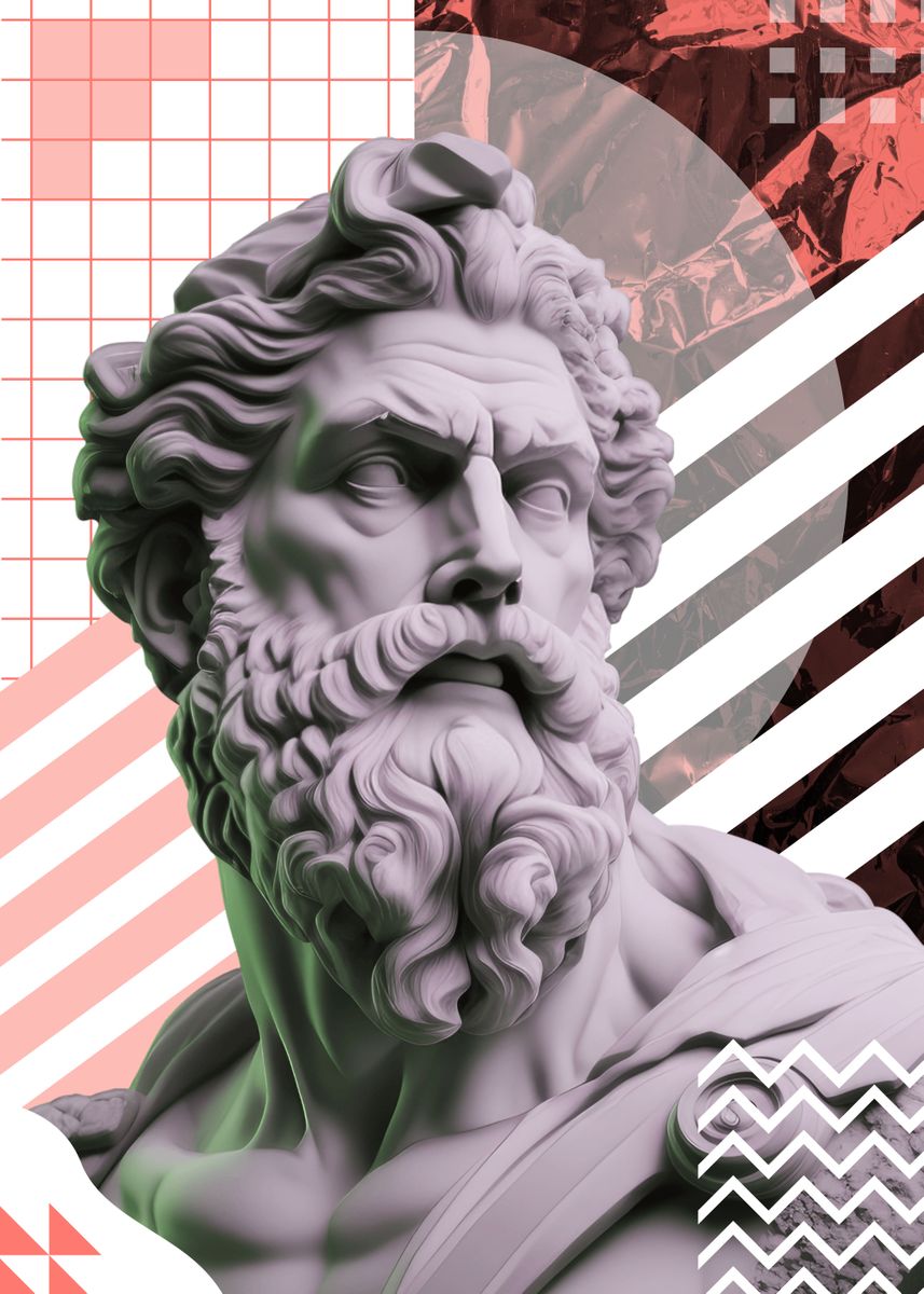 'Vaporwave Greek God Statue' Poster, picture, metal print, paint by ...