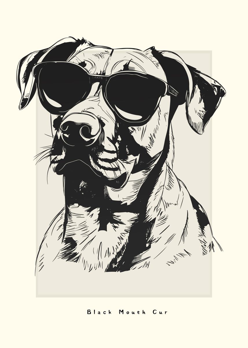 'Black Mouth Cur Sketch' Poster by Rafael Dxgn | Displate