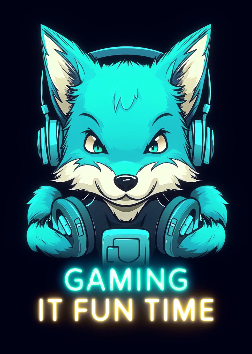 'FOX GAMING IT FUN TIME' Poster, picture, metal print, paint by Pucaaa ...