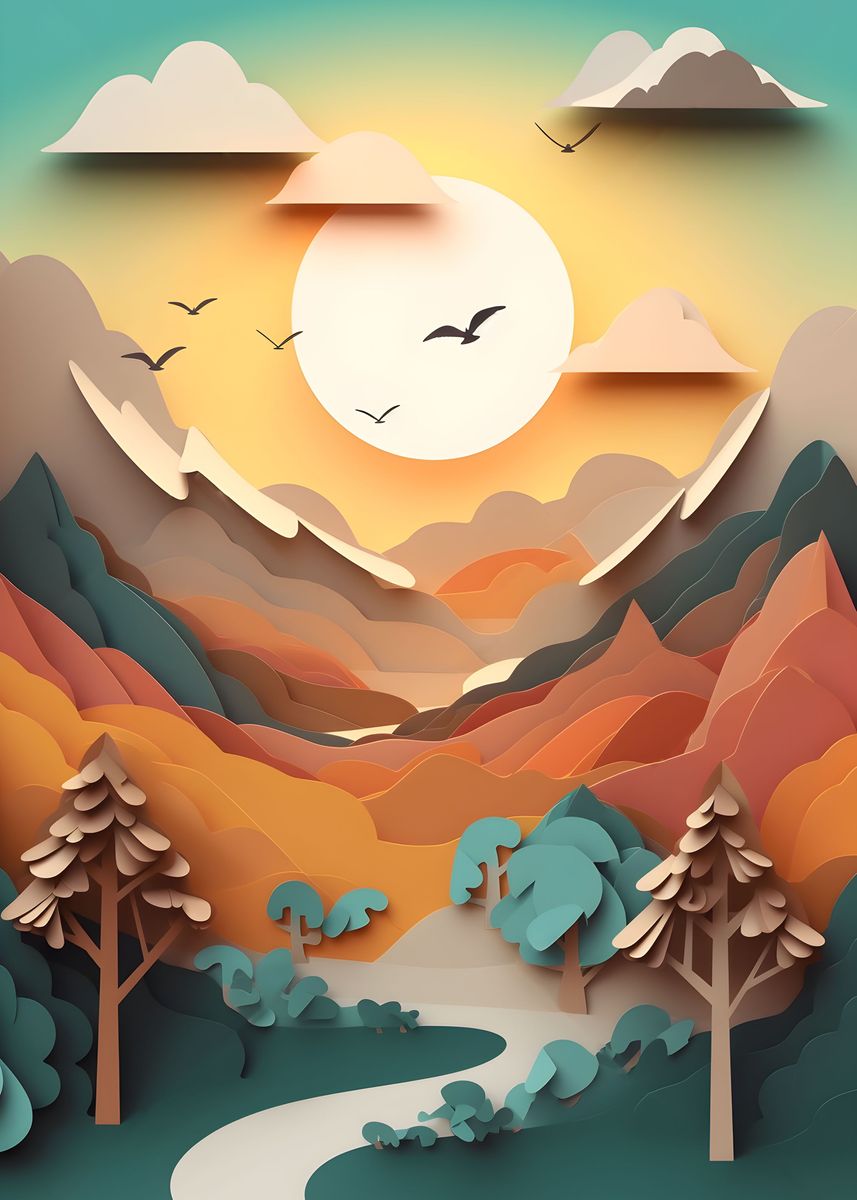 'Beautiful sunset landscape' Poster by CheTatanka | Displate