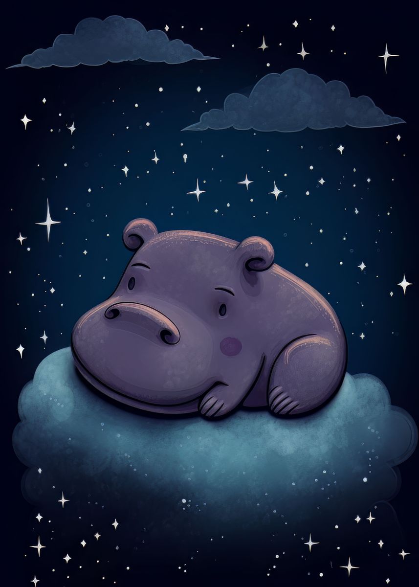 'Hippo Bed Time' Poster, picture, metal print, paint by Scott Prokop ...