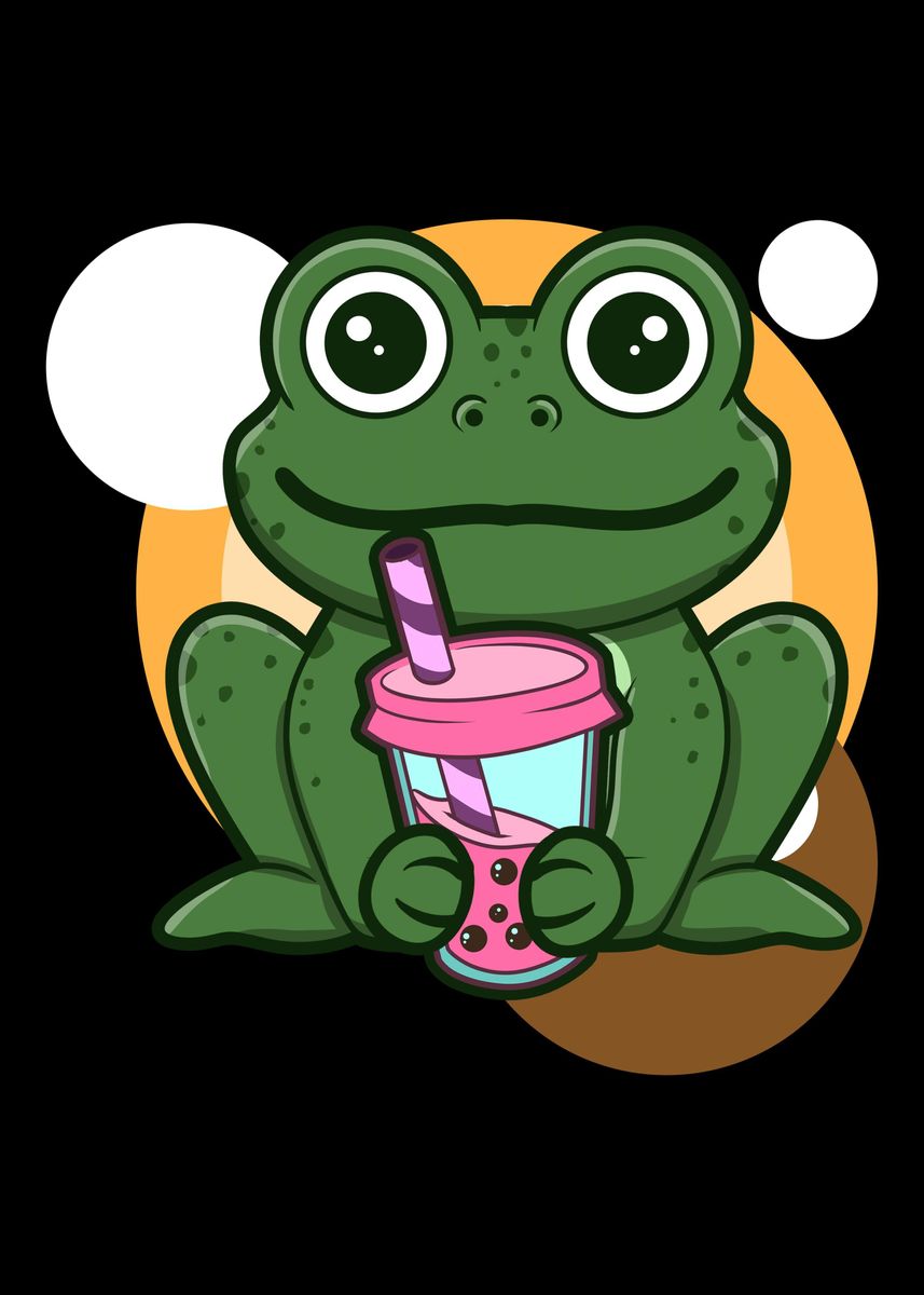 'Frog And Bubble Tea' Poster by Hexor | Displate