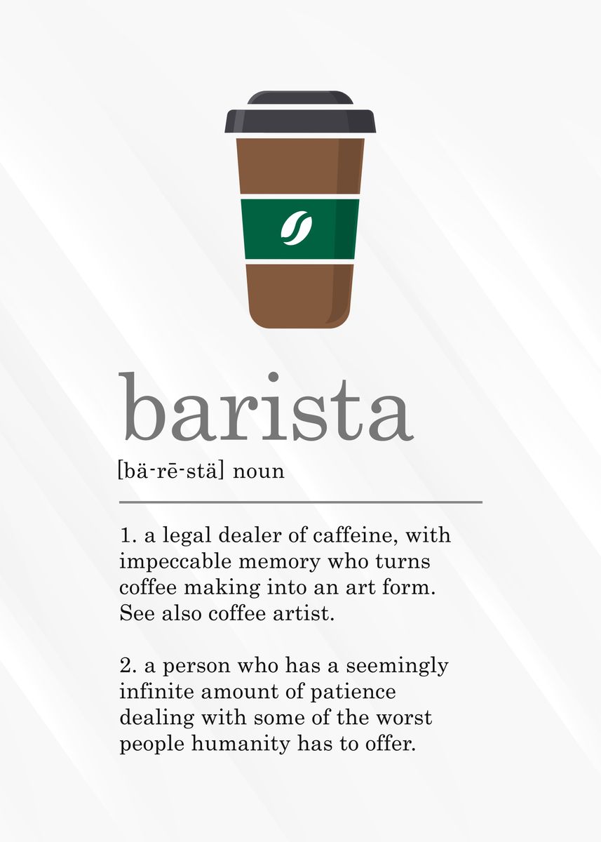 'Funny Barista Definition' Poster, picture, metal print, paint by ...