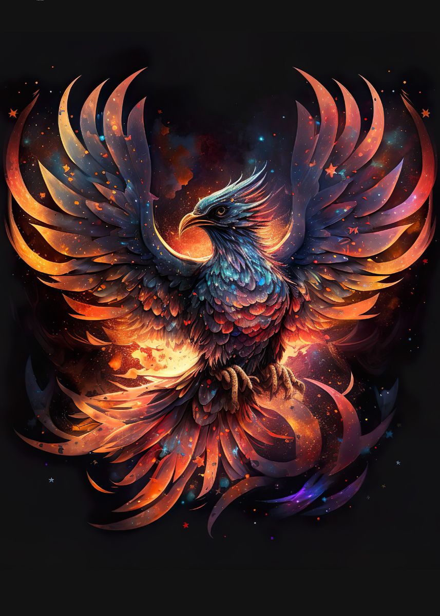 'phoenix bird' Poster, picture, metal print, paint by Freddie | Displate