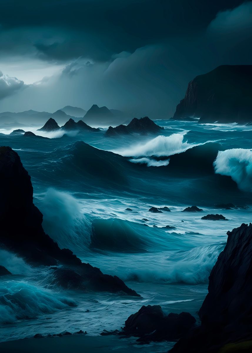 'Tempest on the Sea' Poster, picture, metal print, paint by ColorMe ...