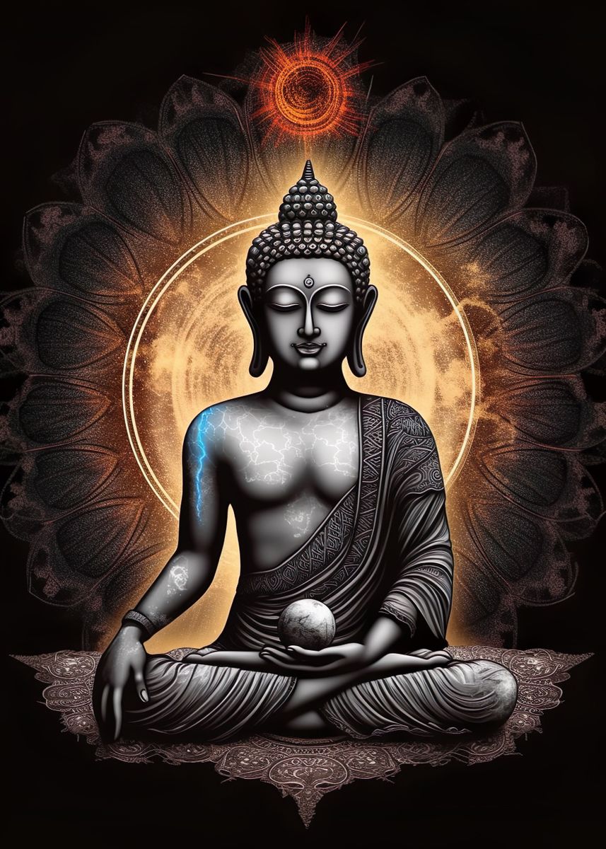 'Buddha Planet Lotus' Poster, picture, metal print, paint by AyrioArt ...