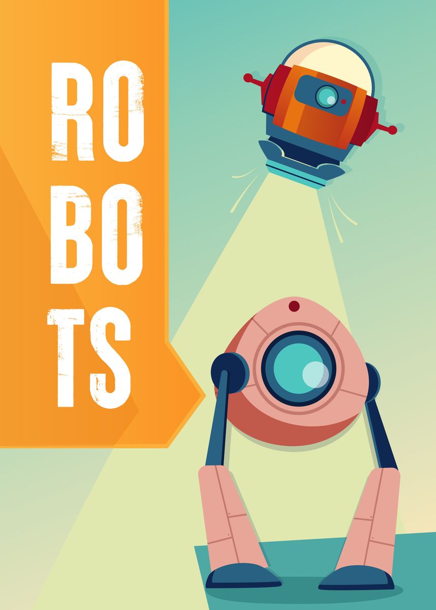 'Robot Catch' Poster, picture, metal print, paint by Artditisme | Displate