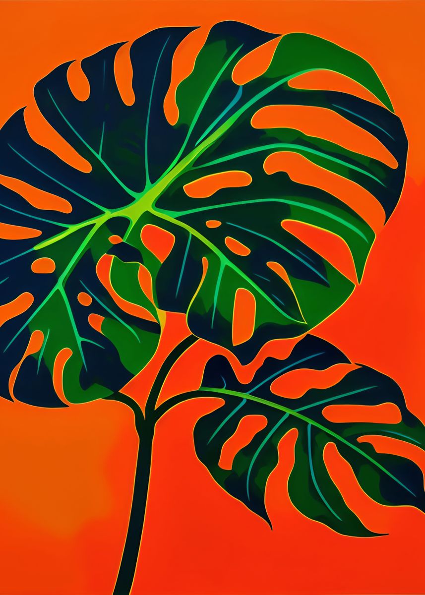 'Bold Monstera Painting' Poster, picture, metal print, paint by ...