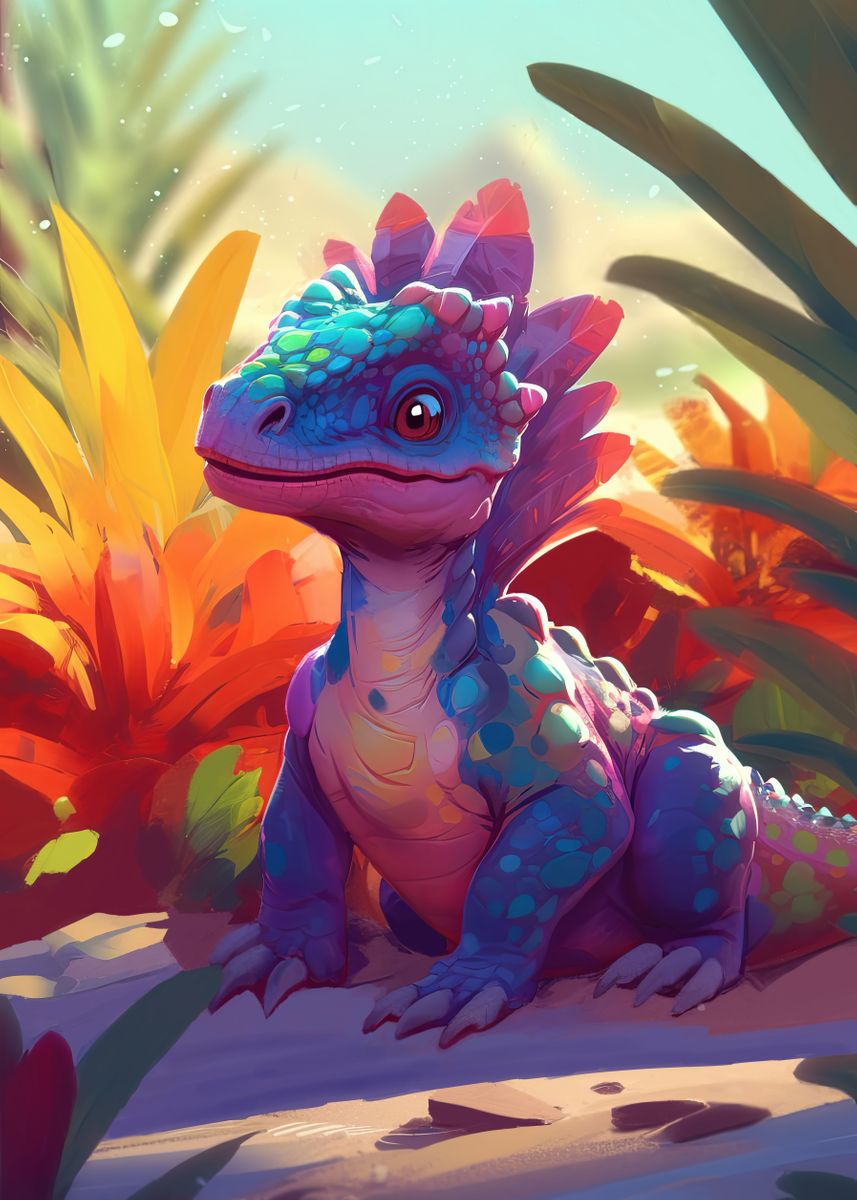 'Tropical Baby Dino' Poster by ArsFerrum | Displate