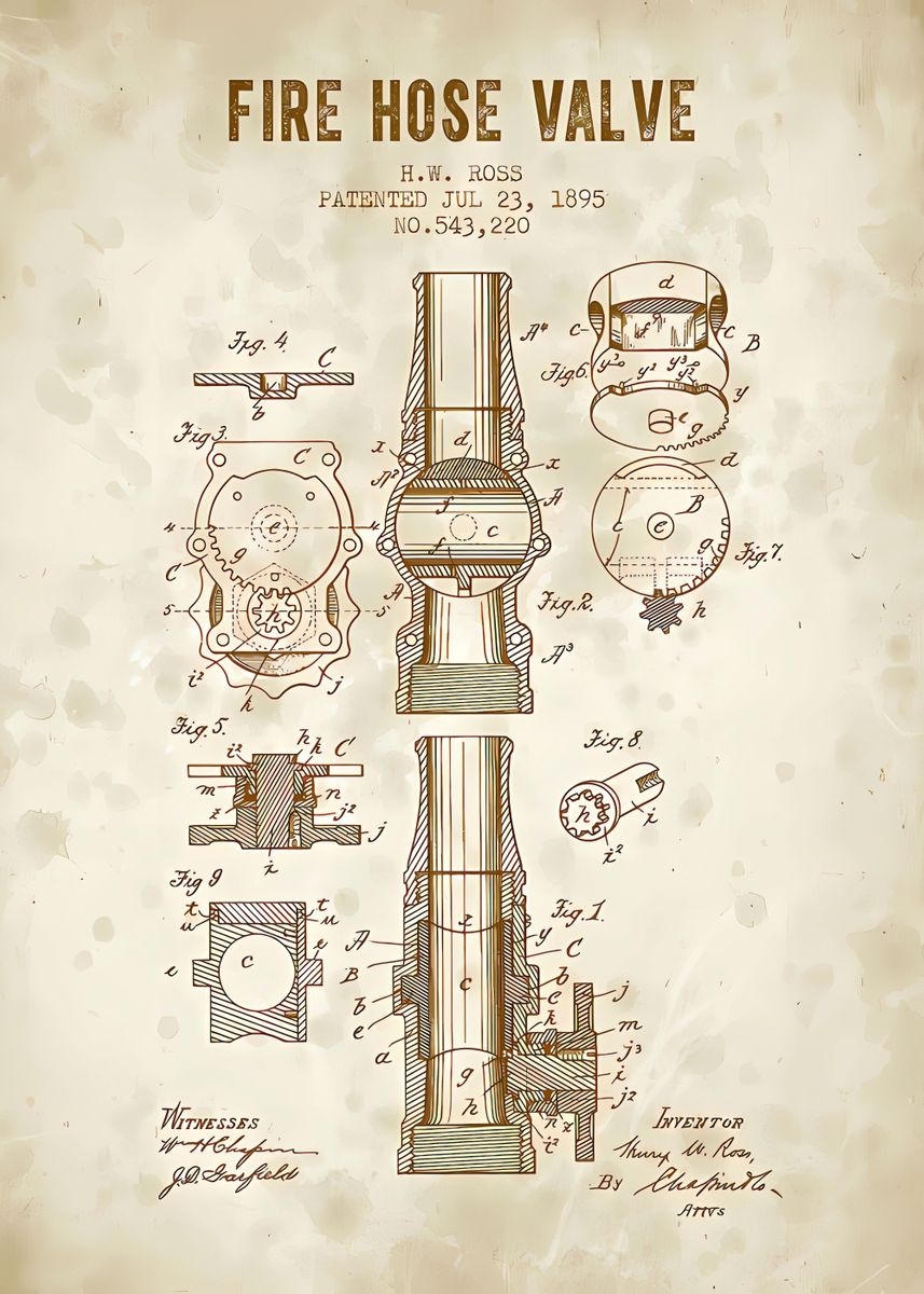 '1895 Fire Hose Valve' Poster by G Design | Displate