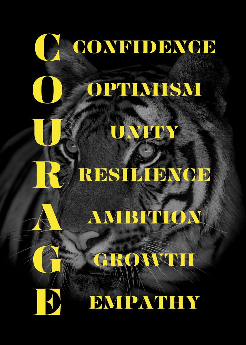 'COURAGE Motivational Quote' Poster, picture, metal print, paint by ...