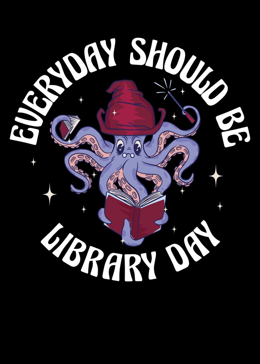 'Library Day' Poster, picture, metal print, paint by CatRobot | Displate