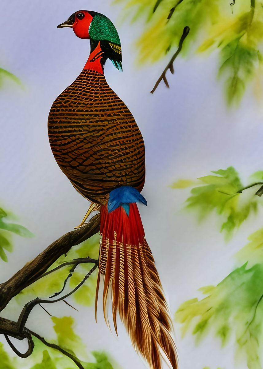 'A colorful pheasant bird ' Poster, picture, metal print, paint by ...