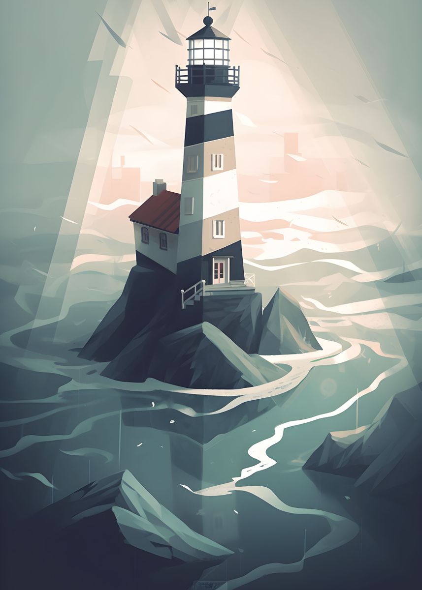 'Dream Lighthouse' Poster, picture, metal print, paint by Mark Vincent ...