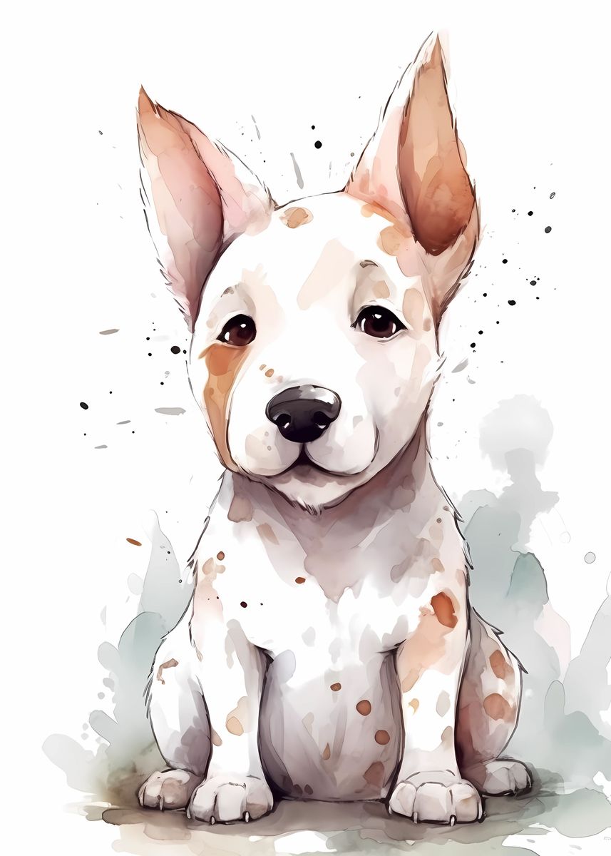 'Bull Terrier Cute' Poster by DecoyDesign | Displate