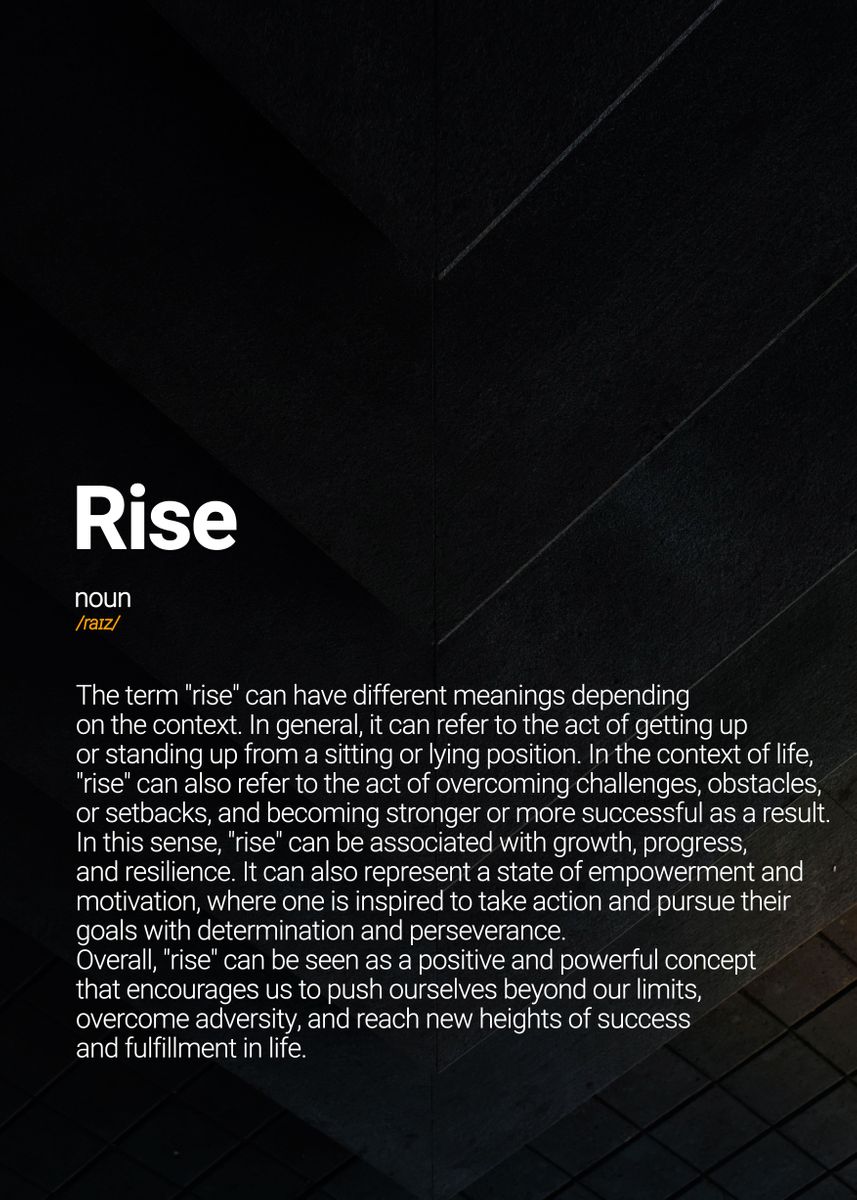 'Rise Quote' Poster, picture, metal print, paint by Mr Penguin | Displate