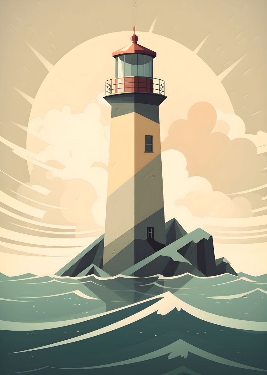 'Bold Lighthouse' Poster, picture, metal print, paint by Mark Vincent ...