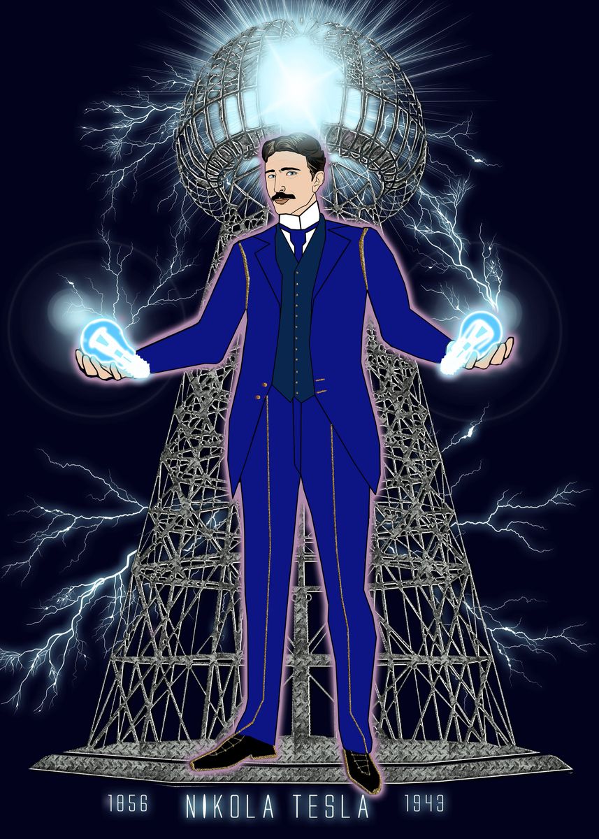 'NIKOLA TESLA' Poster, picture, metal print, paint by TroisiemeOeil ...