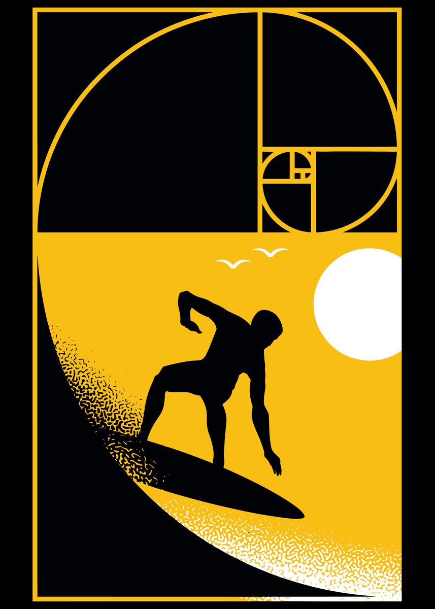 'GOLDEN SPIRAL WAVE' Poster, picture, metal print, paint by Bramcrye ...