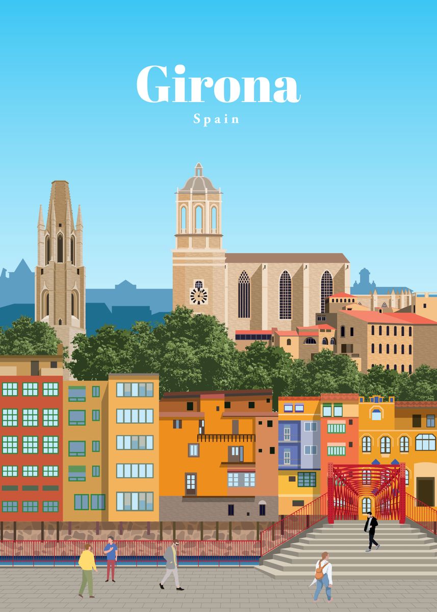 'Travel to Girona' Poster, picture, metal print, paint by Studio 324 ...