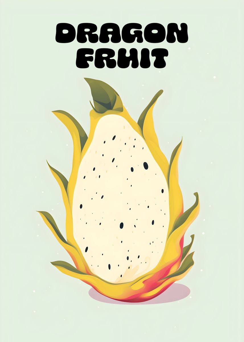 'Yellow Dragon Fruit Poster' Poster, picture, metal print, paint by ...