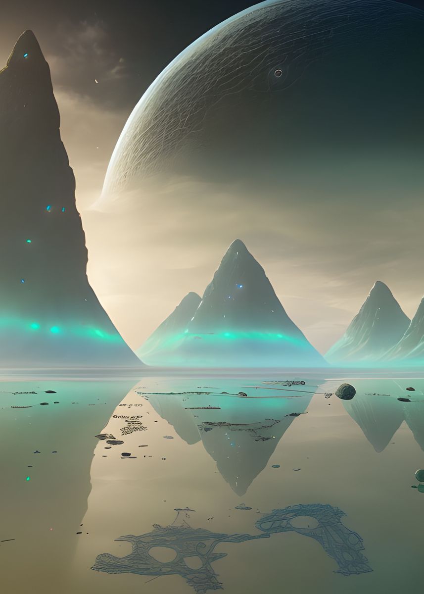 'Alien Pyramid Peeks' Poster, picture, metal print, paint by Novox ...